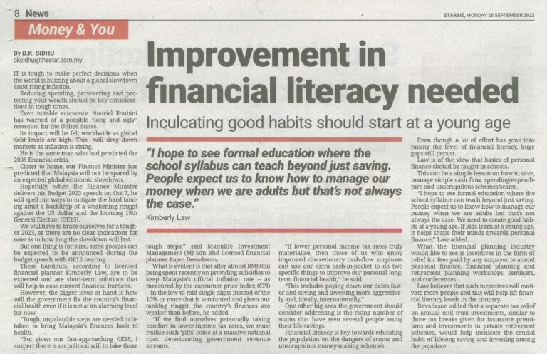 The Star: Improvement in Financial Literacy Needed - Uno Advisers - Uno ...